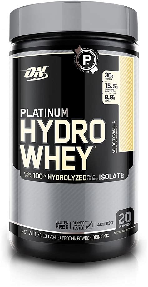 Optimum Nutrition Platinum Hydro Whey Protein Powder, Velocity Vanilla ...