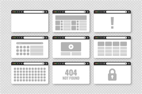premium vector web browser window pages layout with toolbar and