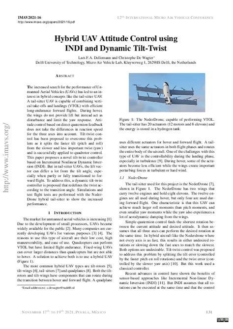 pdf hybrid uav attitude control using indi and dynamic tilt twist
