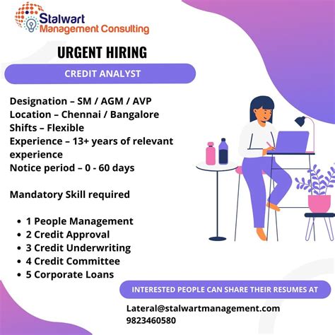 Shreyass Jadhav On Linkedin Urgent Requirement For Credit Analyst Role