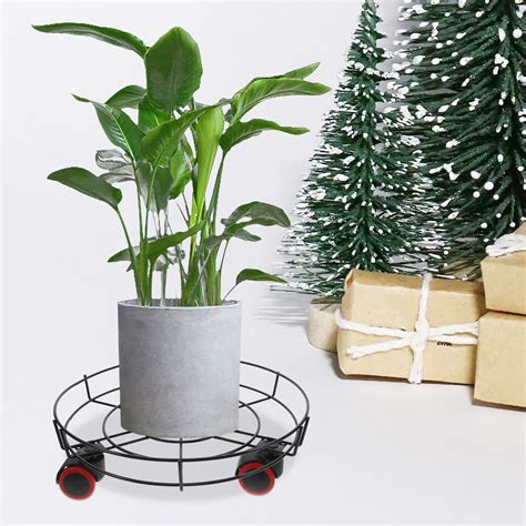 Goohochy Movable Plant Pot Holder Movable Planter Stand With Wheels Flower Stand Holder Movable