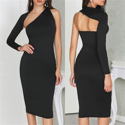 One Sleeve Black Dress Midi At Bill Henson Blog