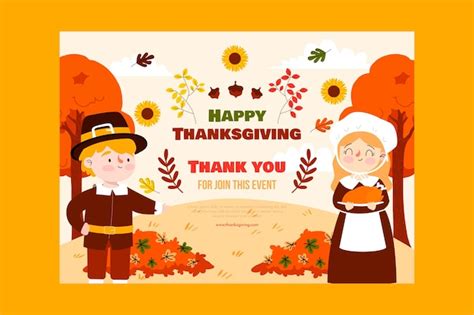 추수 감사절 축하 플랫 카드 템플릿 무료 벡터