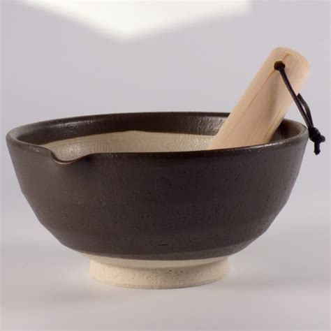 Large Japanese Suribachi Pestle And Mortar Black