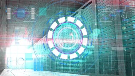 In Server Room Futuristic Digital Interface Displaying Data Processing