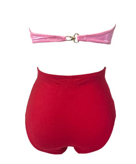 B R E N D A Coral Bandeau Low Rise Swimsuit Bikini Set — Swim With Poppies