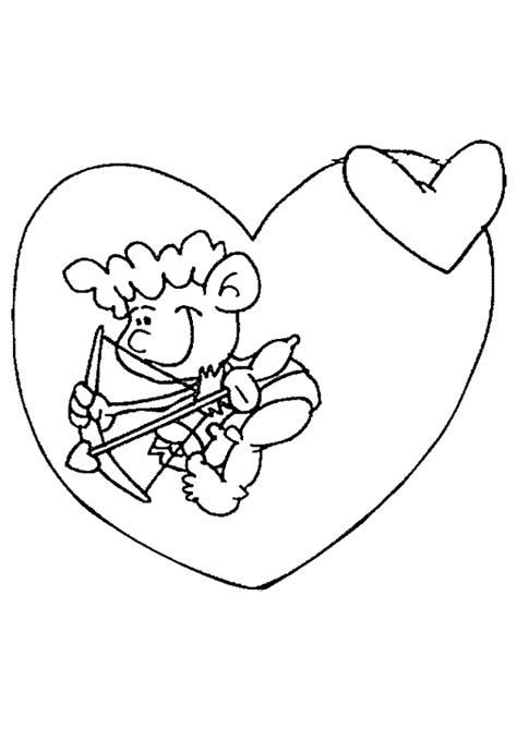 Coloriage Saint Valentin Gros Cœur et Petit ange