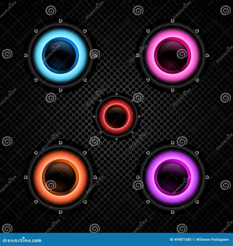 Colorful Speakers Set On Background Stock Illustration Illustration