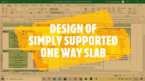 Design Of ONE WAY Simply Supported Slab Using Excel II2021 YouTube
