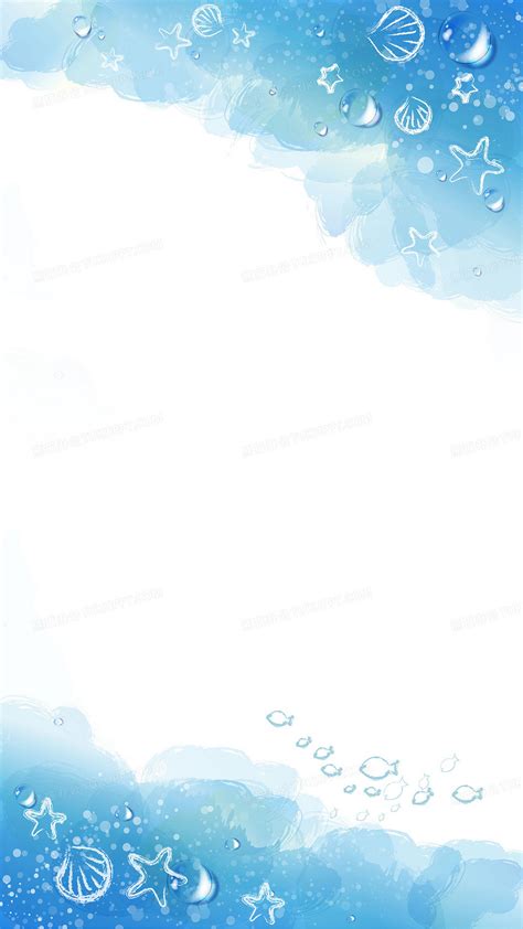 卡通蓝色水彩海洋h5背景素材背景图片素材免费下载 熊猫办公