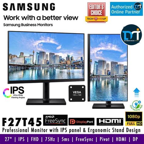 Promo Samsung F27T450 27" Inch - FHD IPS 75Hz Pivot HDMI DP FreeSync ...