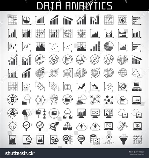 Vector Set Data Analytics Icons Big Stock Vector Royalty Free Shutterstock