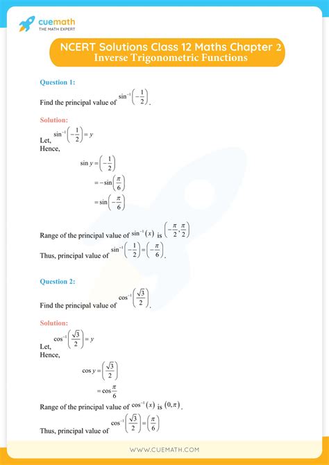 NCERT Solutions For Class 12 Maths Chapter 2 Inverse Trigonometric