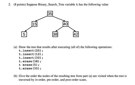 Solved 2 8 Points Suppose Binarysearchtree Variable T