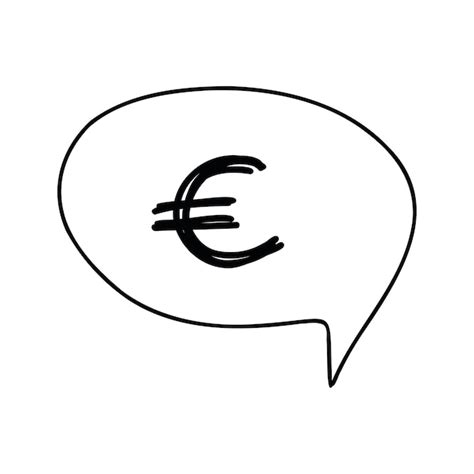 Icône De Conversation Signe Euro Doodle Isolé Sur Fond Blanc Forme