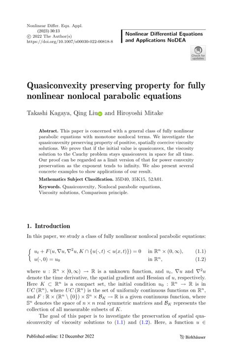 Pdf Quasiconvexity Preserving Property For Fully Nonlinear Nonlocal Parabolic Equations