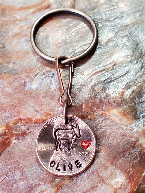 Donkey Jackass Burro With Heart Personalized Penny Key Chain