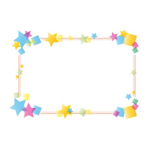 Cute Colorful Decorative Rectangular Border With Star Shape Pattern Photo Album Picture Frame