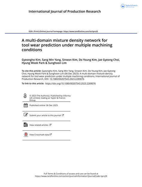 Pdf A Multi Domain Mixture Density Network For Tool Wear Prediction