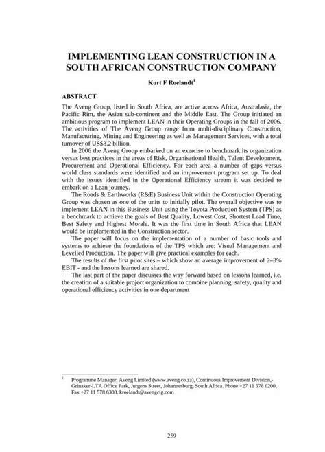 Pdf Implementing Lean Construction In A South African Dokumen Tips