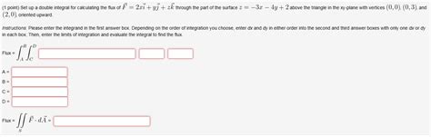 Solved Set Up A Double Integral For Calculating The Flux Of