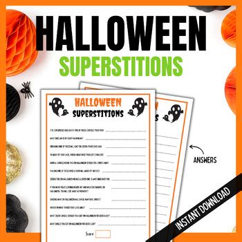 Halloween Superstitions Trivia Game Printable Quiz With Answers