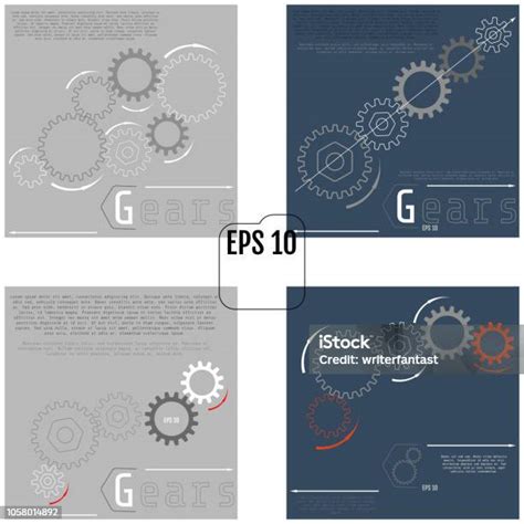 회색과 어두운 회색 배경에 기어 벡터 Infographic 템플릿의 집합입니다 옵션 부품 단계 프로세스 산업 및 비즈니스 개념