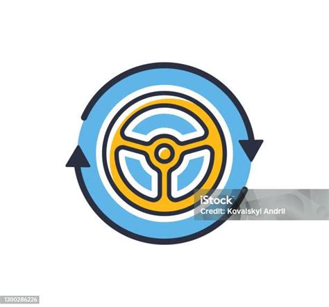 스티어링 휠 아이콘 흰색 배경에 분리 된 자동차 바퀴 디자인 요소 색상 모바일 개념 및 웹 앱의 요소입니다 플랫 스타일 벡터 일러스트레이션 단순함에 대한 스톡 벡터 아트 및