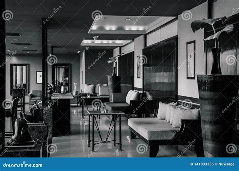 Asian Tropical Style Hotel Lobby With Contemporary Furnitures Editorial