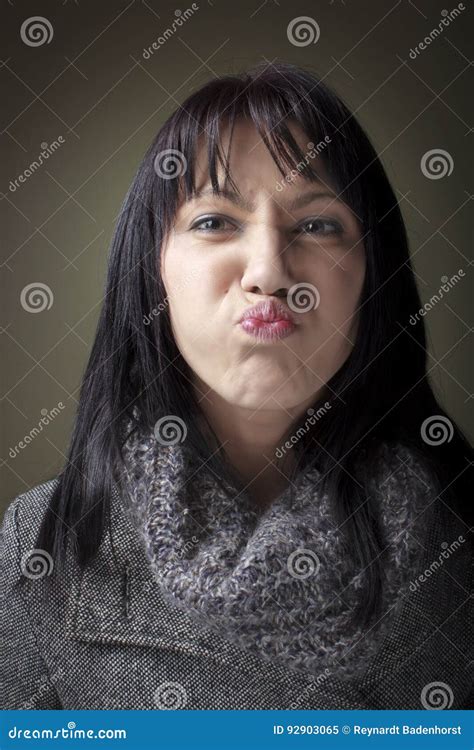Woman With Puckered Lips Stock Image Image Of Look Black 92903065