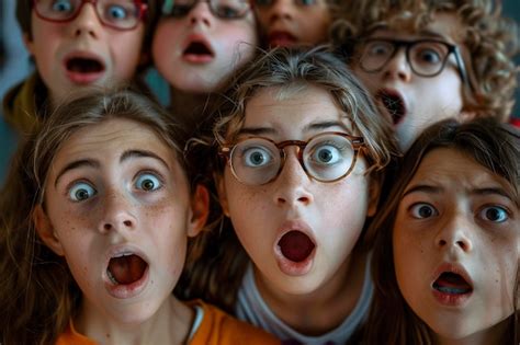 Premium Photo Group Of Young People With Their Mouths Open With An