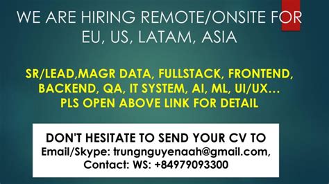 Nai Levan On Linkedin Dear Sirma Im Looking Sr Data Devloper