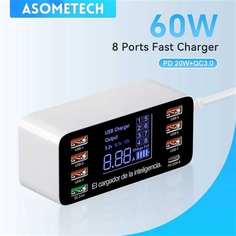 Зарядна USB станція 8 в 1 ASOMETECH A9P Quick Charge QC 3 0 PD 500