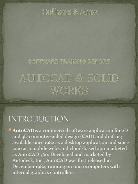 Autocad And Solidworks Presentation Pdf Auto Cad Computing