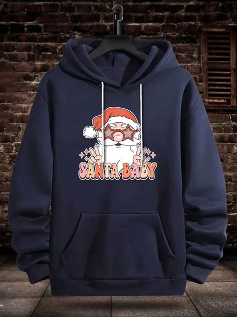Cute Santa Claus Print Mens Cool Streetwear Hoodies Casual Temu
