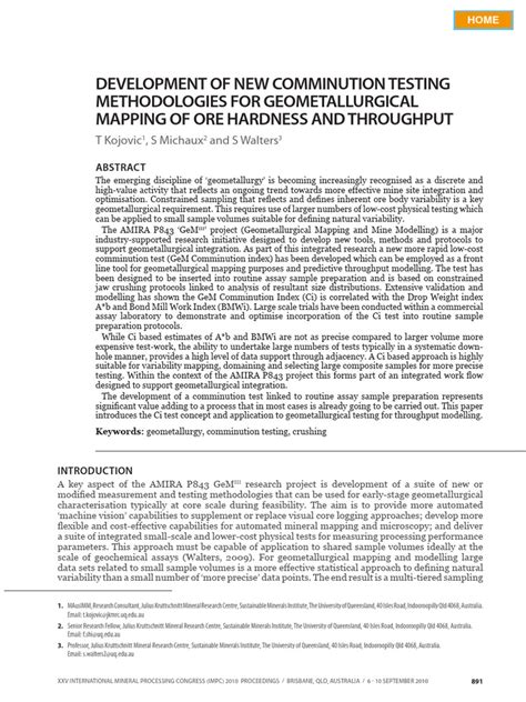 New Comminution Methodologies Download Free Pdf Sampling Statistics Mill Grinding