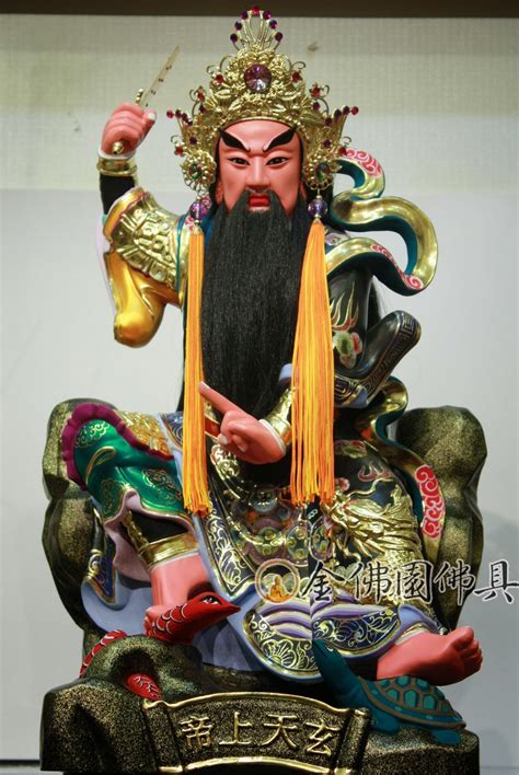 金佛園佛具 Ko16玄天上帝爺公北極真武大帝神像 樟木雕1尺6
