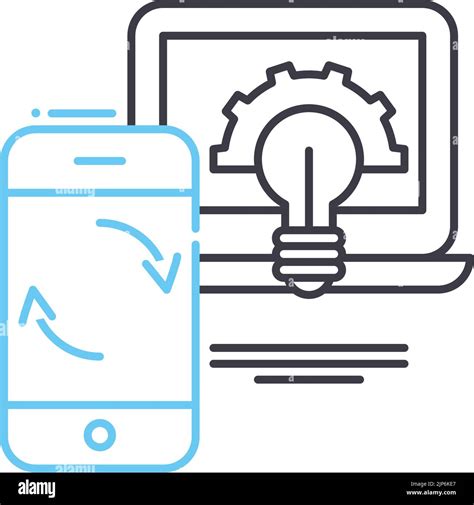 Cross Platform Testing Line Icon Outline Symbol Vector Illustration