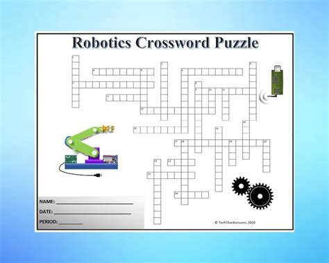 Robotics Crossword Puzzle Printable Worksheet Digital Etsy