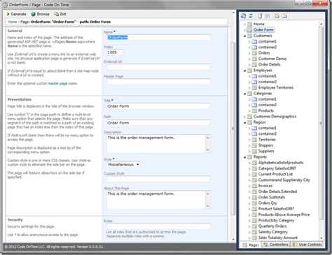 code on time adding the order form page