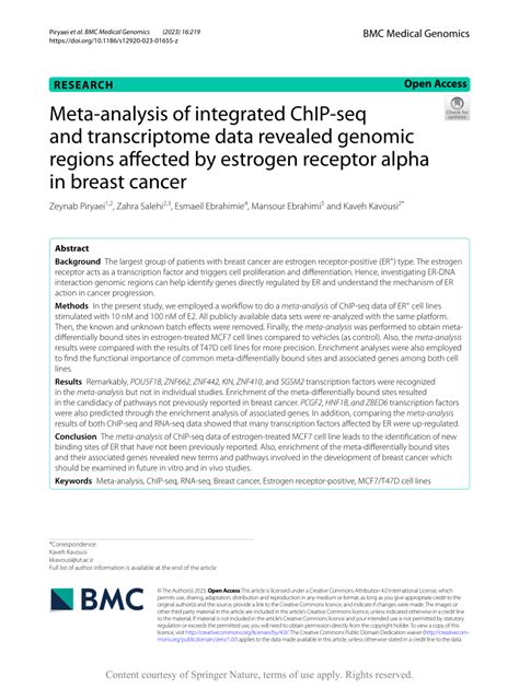 PDF Meta Analysis Of Integrated ChIP Seq And Transcriptome Data Revealed Genomic Regions