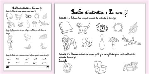 Feuille d activités Le son ill il i y j teacher made