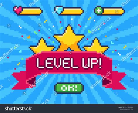 레벨 업 화면픽셀 비디오 게임 성과 스톡 일러스트 1475260448 Shutterstock