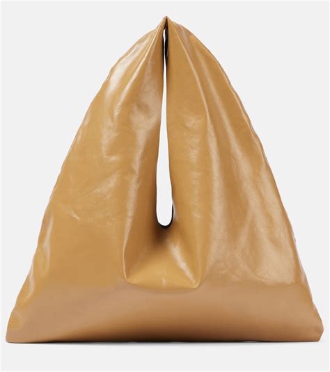 The Row Bindle Small Leather Tote Bag In Brown Modesens