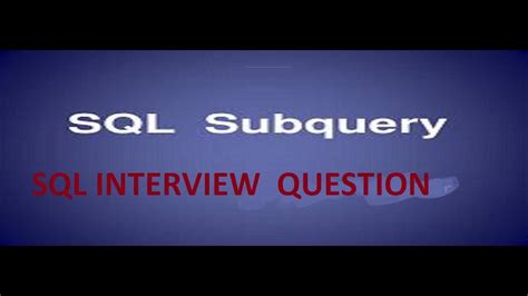 Subqueries In Sql YouTube