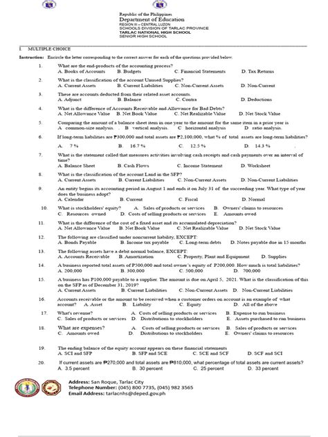 Rcd Test Questions Third Quarterly Test Retake Download Free Pdf