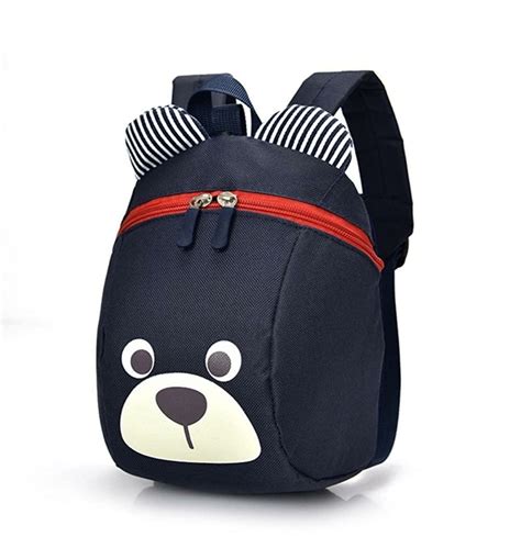 만 1 2세 귀여운 곰 작은 유아용 백팩 끈 포함 어린이 백팩 가방 남아 여아용 다크 블루 여행 티몬