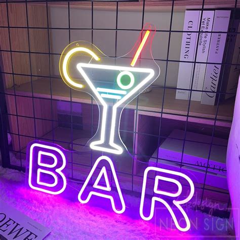 Custom Cocktails Bar Neon Sign Bar Name Sign Store Shop Signage