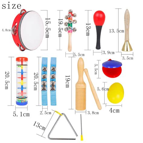 10 Pcsset Musical Instruments Set 6 Inch Red Hand Vicedeal