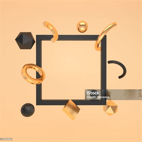 빈 프레임 기본 도형 분야 반지 및 다른 추상적인 3d Rernder 그림 파스텔 컬러 배경까지 조롱 입체 이미지에 대한 스톡